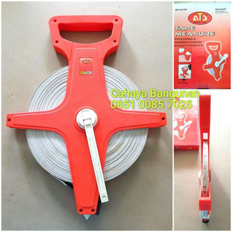 Promo Meteran Gulung Rol Tanam Tancap Tanah Tape Measure 100m 100 m ...