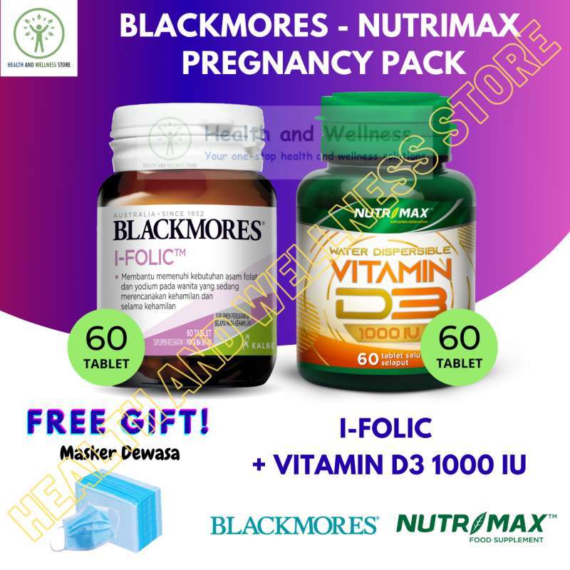 Jual Paket Kehamilan Blackmores I Folic 60 Tablet Dan Nutrimax Vitamin D3 1000 Iu 60 Tablet Di ...