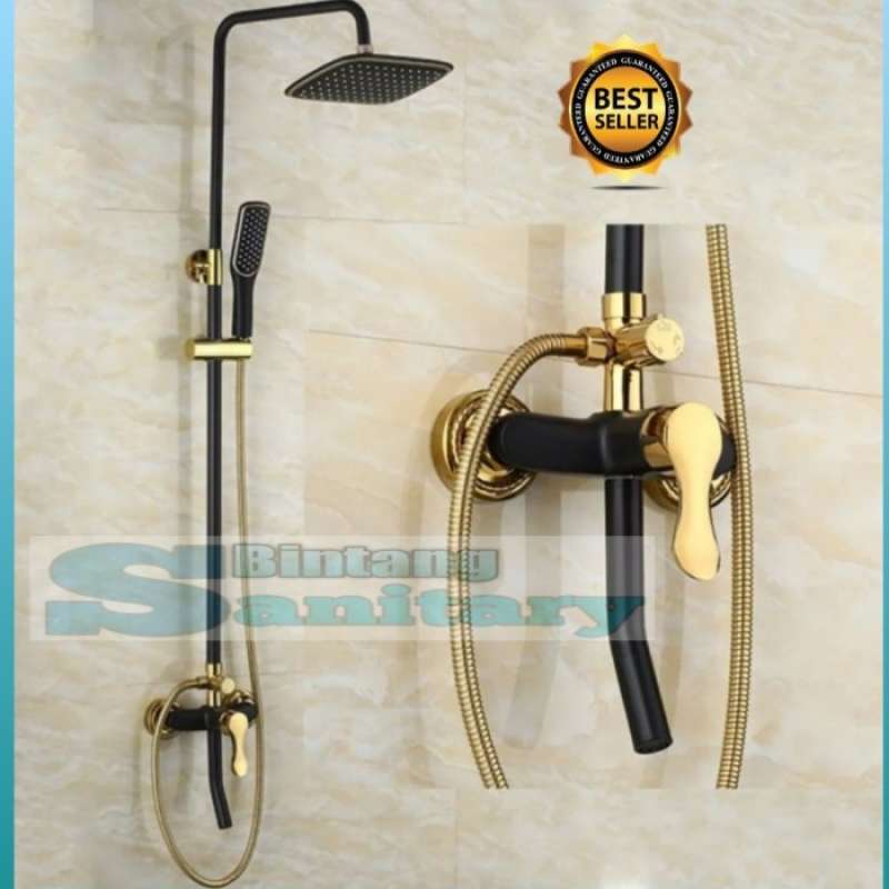 Promo Shower tiang column black gold / Shower column black set /tiang ...