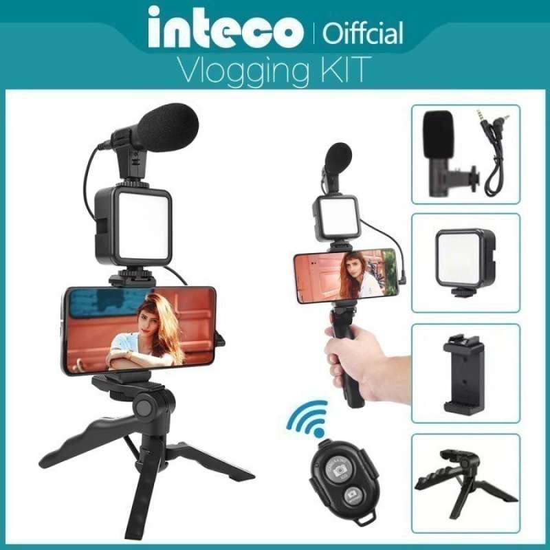 Jual Vlogging Kit Paket Vlog 5 In 1 Led Video Light Phone Holder Tripod ...