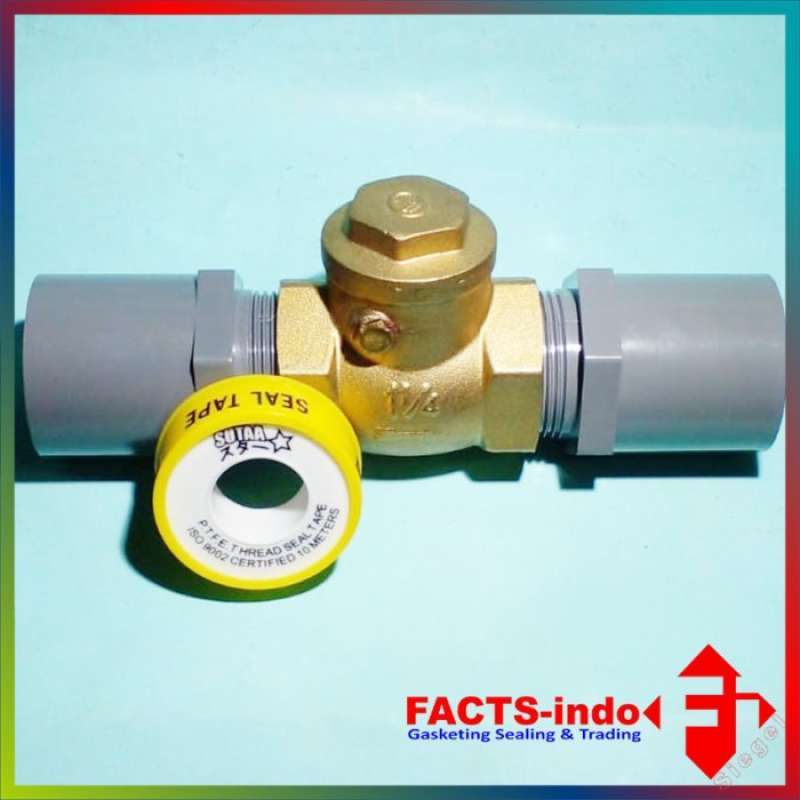 Promo Klep tabok 1-1/4 inch kuningan (Check ) + SDL Rucika + Seal tape ...