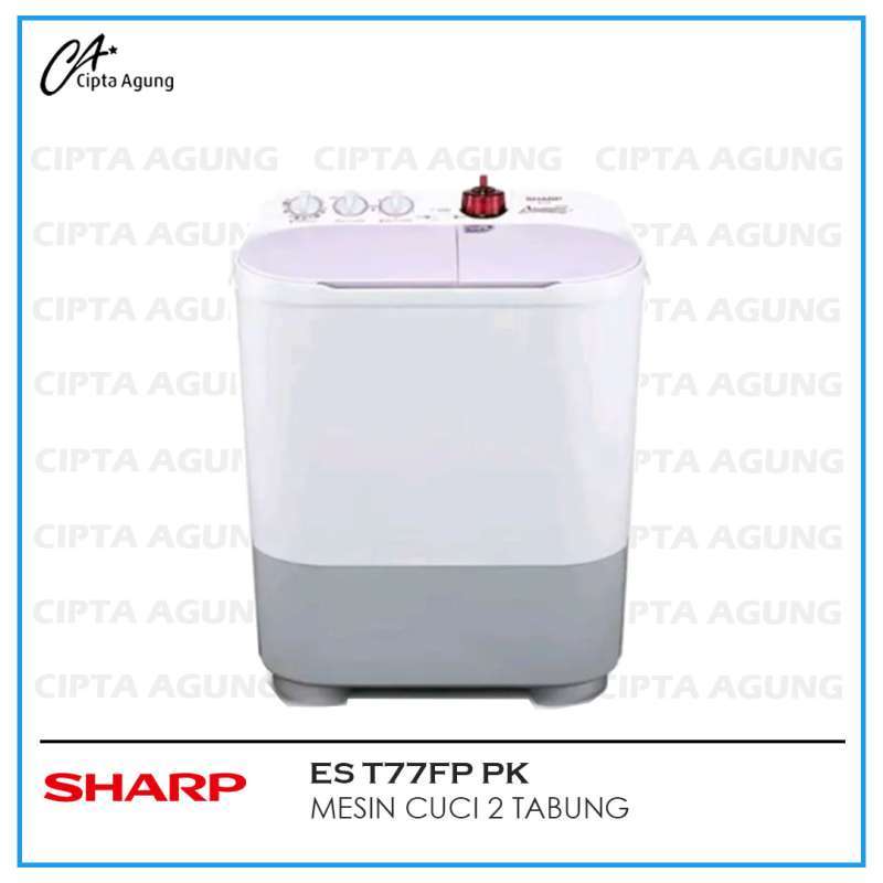 Promo SHARP MESIN CUCI 2 TABUNG 7 KG ES T77FP PK / EST- 77F PPK Diskon ...