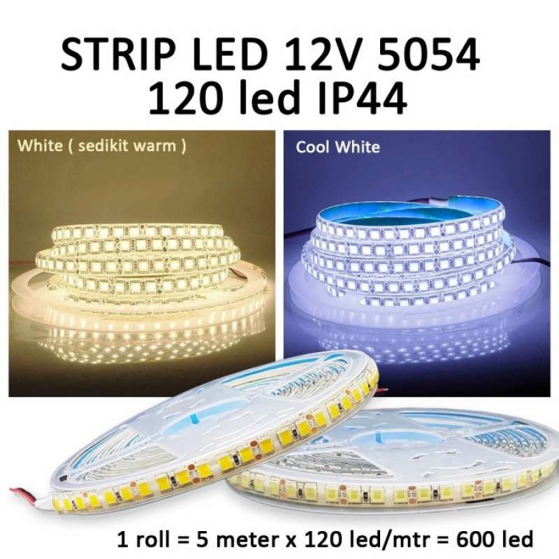 Promo LED Strip Fleksibel SMD 5054 120 LED/Meter DC 12V IP44 WATERPROOF ...