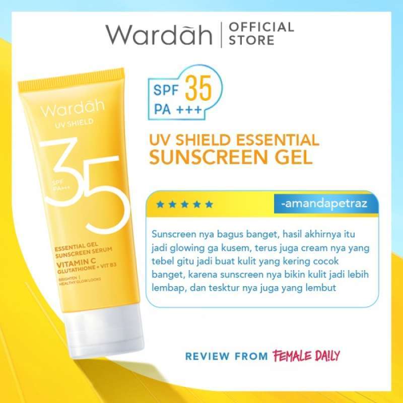 Jual Wardah Uv Shield Essential Sunscreen Gel Spf 35 40ml - Sunblok ...