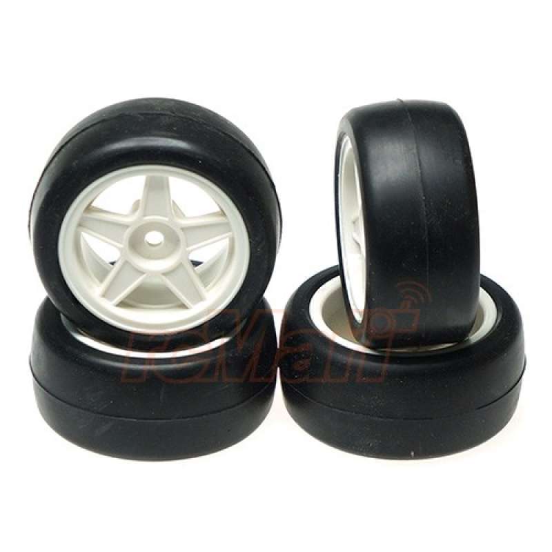 Promo Team Powers 36R (White) Mini Rubber Tire Set Pre-glued (4 pcs ...