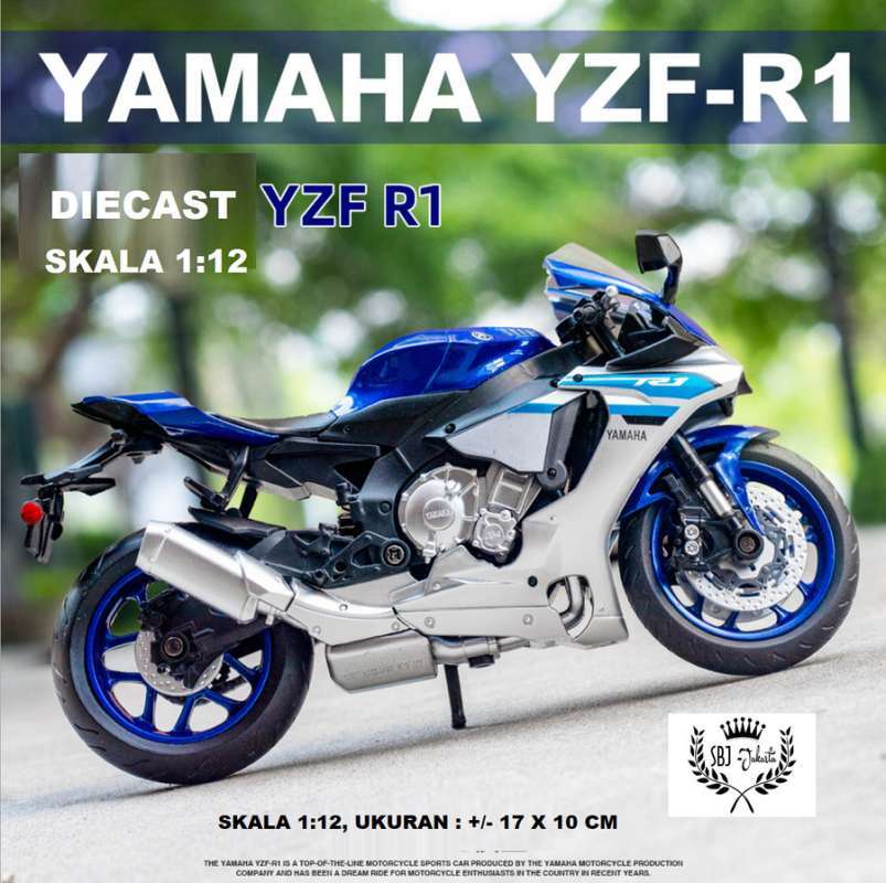 Jual Diecast Miniatur Sepeda Motor Superbike Yamaha Yzf R1 Skala 1:12 ...
