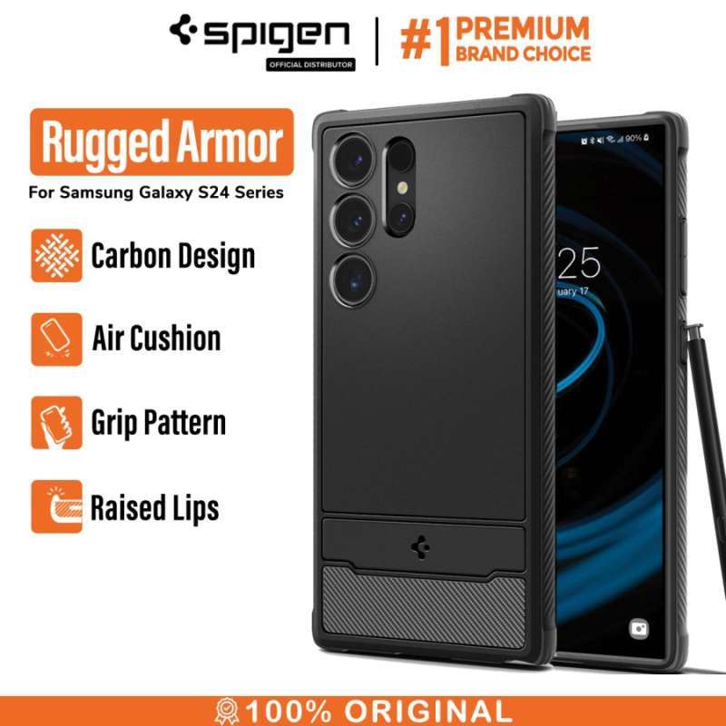 Promo Case Samsung Galaxy S24 Ultra Plus Spigen Rugged Armor Carbon Casing - S24 Ultra Matte ...