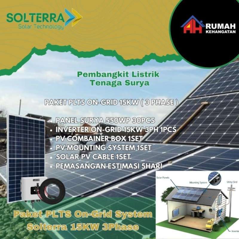 Promo Paket Plts 15kw On-grid 3phase Solterra/ Photo Voltaic/ Solar Cell Diskon 17% Di Seller ...