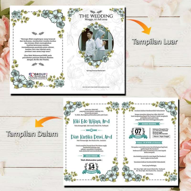 Jual Cetak Undangan Pernikahan Custom Foto Depan Bebas Langsung Jadi 1 ...