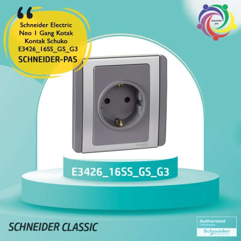 Promo Schneider Electric Neo 1 Gang Kotak Kontak Schuko E3426_16ss_gs ...
