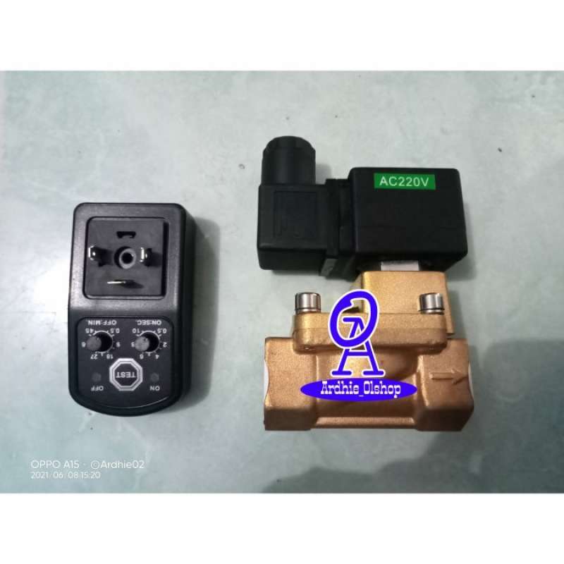 Promo SELENOID VALVE STNC TE-15 1/2 10 BAR 220VAC AUTO DRAIN PLUS TIMER ...