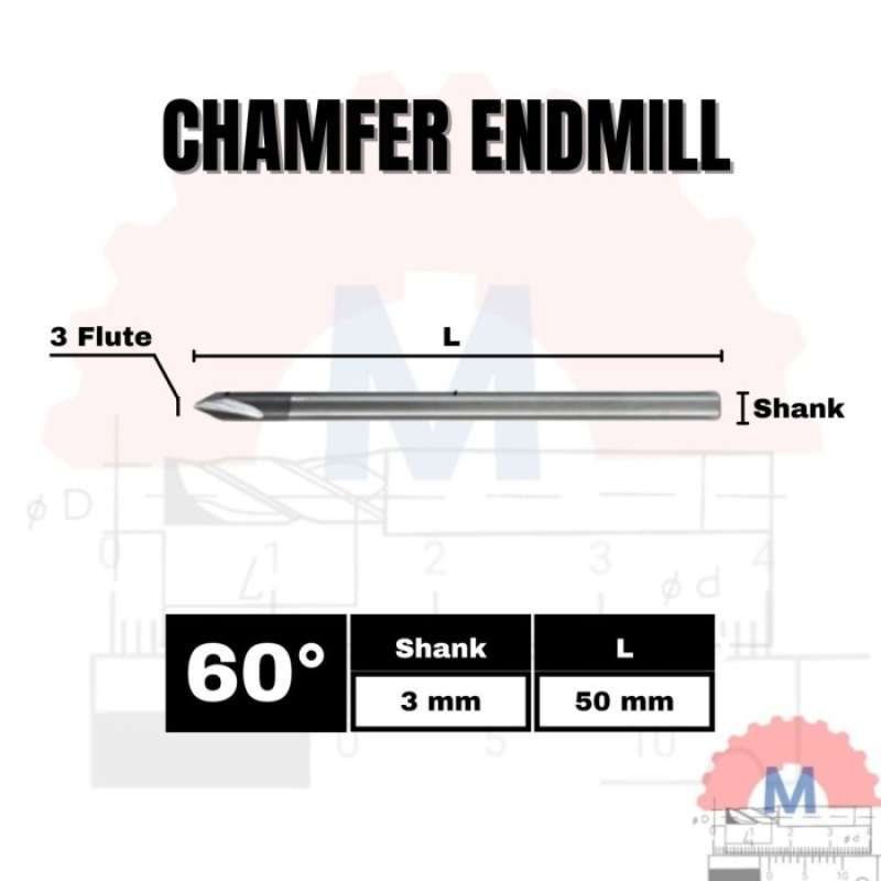 Promo CHAMFER ENDMILL 3F 60 DERAJAT LURUS V BIT ENDMILL CNC ROUTER BITS ...