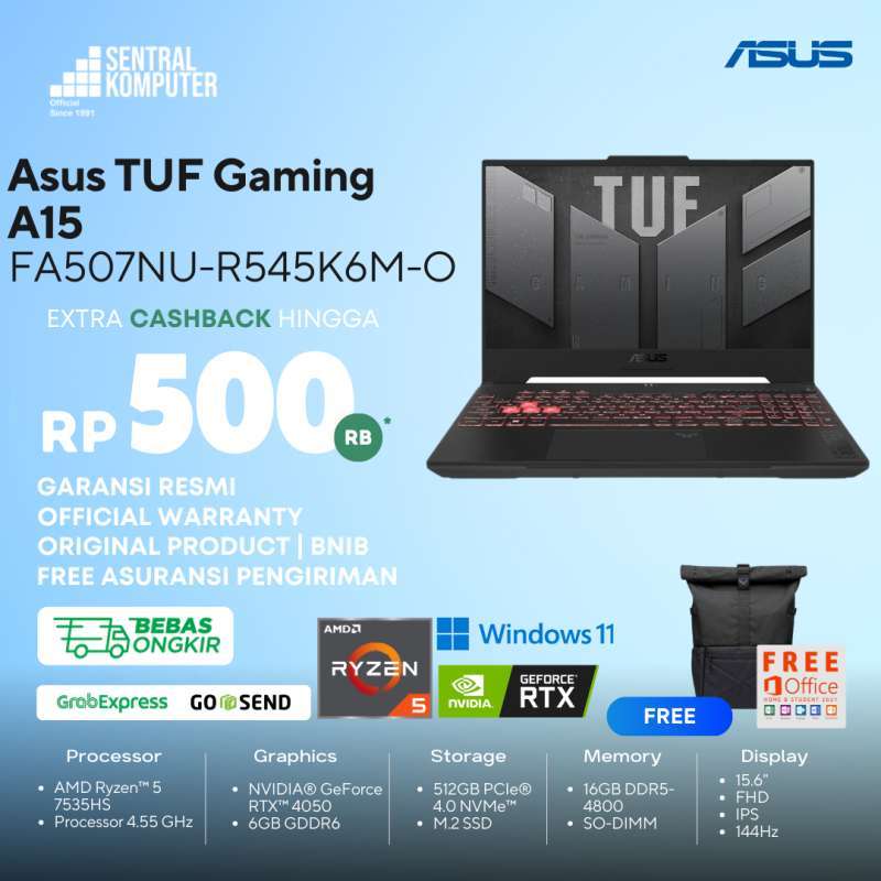 Jual ASUS TUF Gaming FA507NU-R545K6M-O - Ryzen 5 7535HS RTX4050 16GB ...