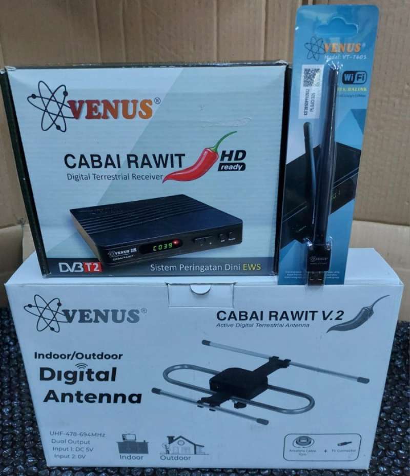 Promo Set Top Box Dvbt2 Paket Receiver Tv Venus Cabai Rawit H5 + Antena Uhf Diskon - CR+ANT ...