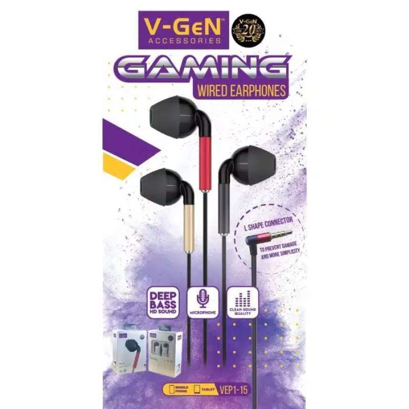 Jual Earphone V-GeN VEP1-15 Original HD Sound Extra Bass SUPER GAMING ...