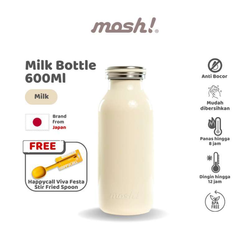 Promo NEW! MOSH MILK BOTTLE - BOTOL MINUM STAINLESS STEEL 600ML - MILK ...