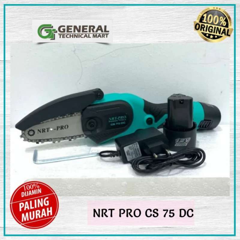 Promo Mesin Mini Chainsaw Cordless 4 Inch NRT PRO CS 75 DC 12V Diskon ...