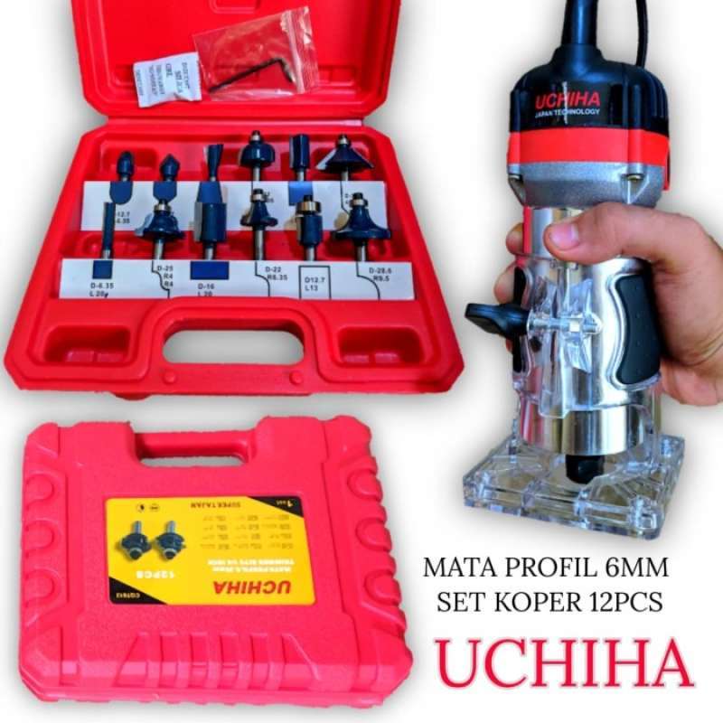 Promo Mata Router Bit Set 12pcs UCHIHA Mata Trimmer Profil Trimer Kayu ...