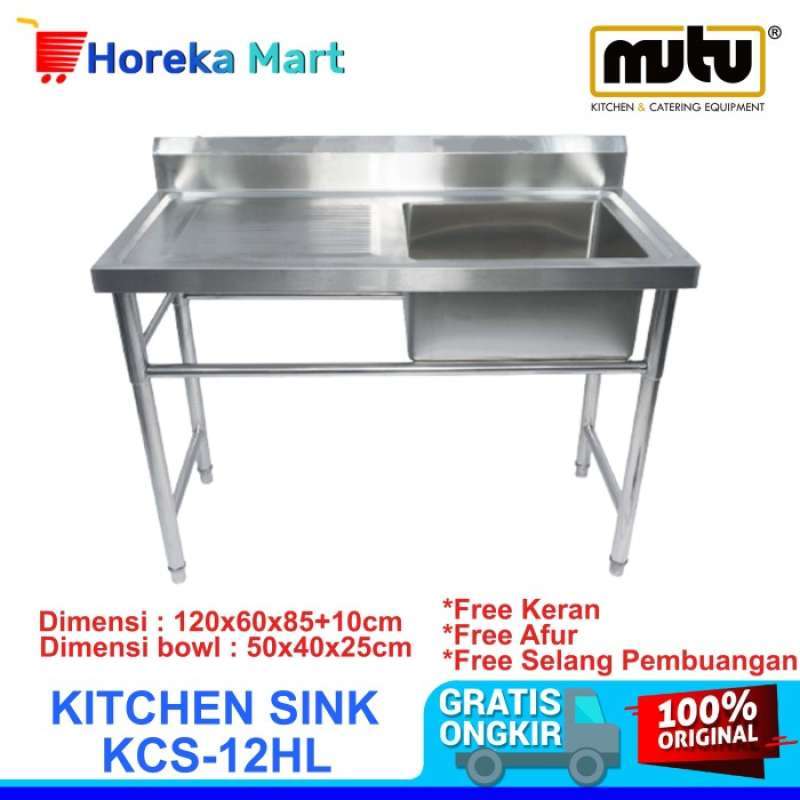 Promo Bak Cuci Piring Restoran Work Sink Table Stainless Steel Kcs-12Hr ...
