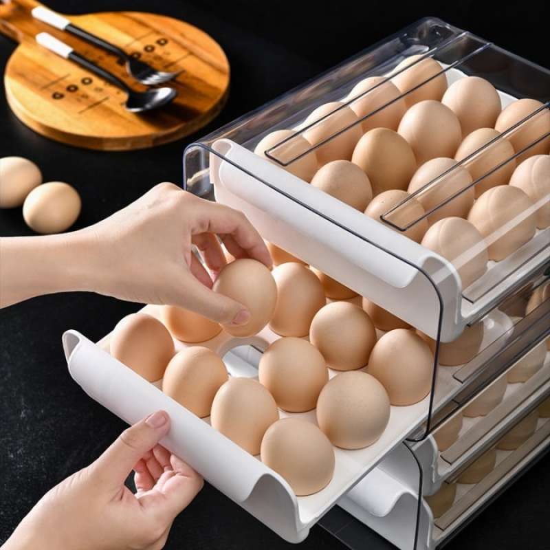 Promo Sale Kotak Telur Egg Drawer Rak Dispenser Laci Penyimpanan Telor ...
