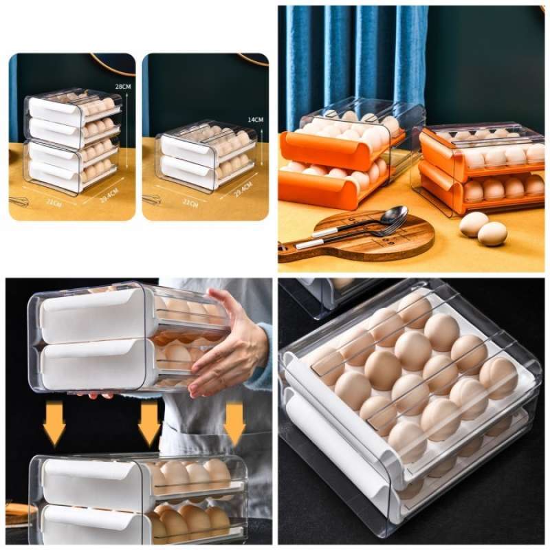 Promo Sale Kotak Telur Egg Drawer Rak Dispenser Laci Penyimpanan Telor ...