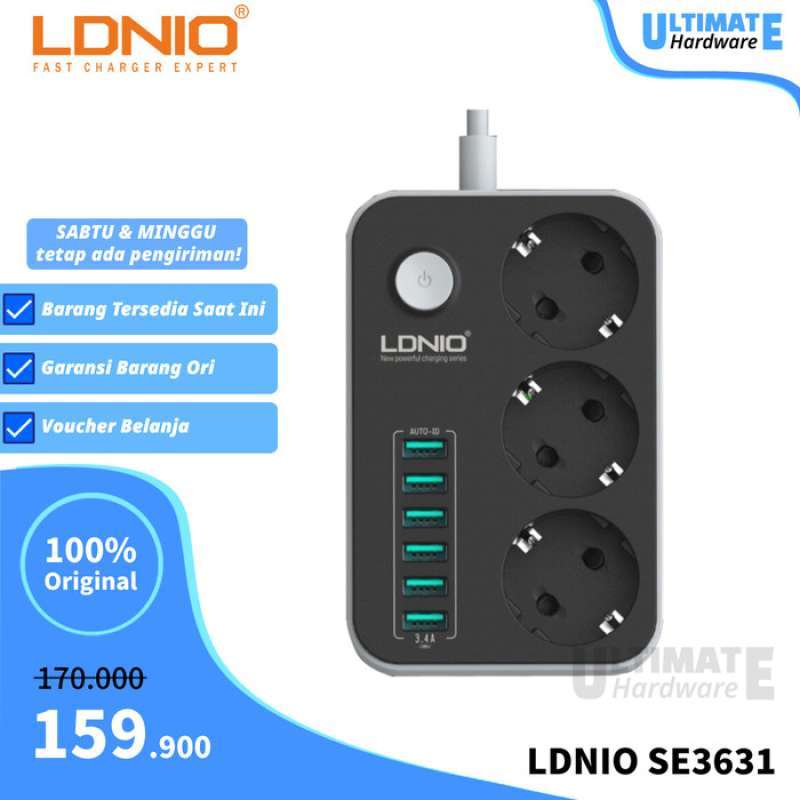 Promo LDNIO SE3631 Stop Kontak Colokan Listrik USB Fast Charging ...