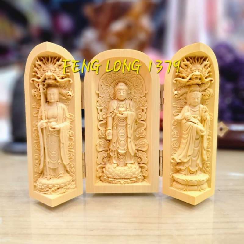 Promo Promo Miniatur Ukiran Kayu Lipat Rupang Dewa 3 In 1 Tiga Sisi ...