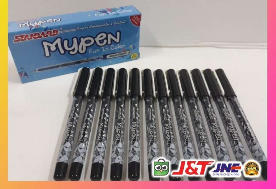 Jual ballpoint gel standard mypen 0,5 - hitam (pack 12 pcs) di Seller ...