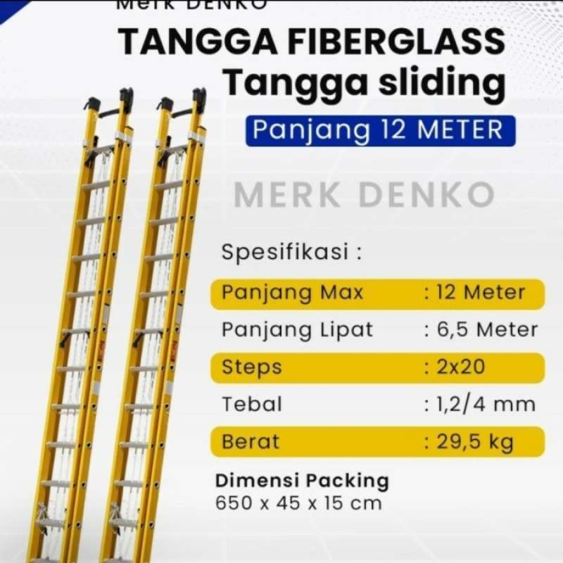 Promo Tangga Extention Fiberglass 12Meter Tangga Pln Denko 12M Diskon ...