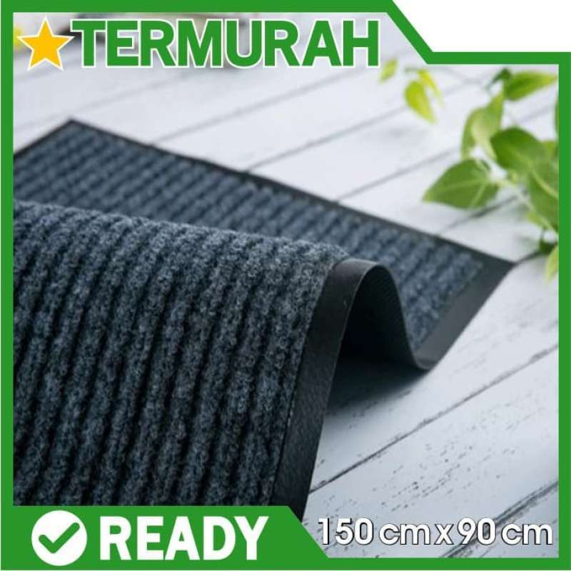 Jual karpet bihun keset mie potongan 150x90 cm karpet karet polos Hitam ...