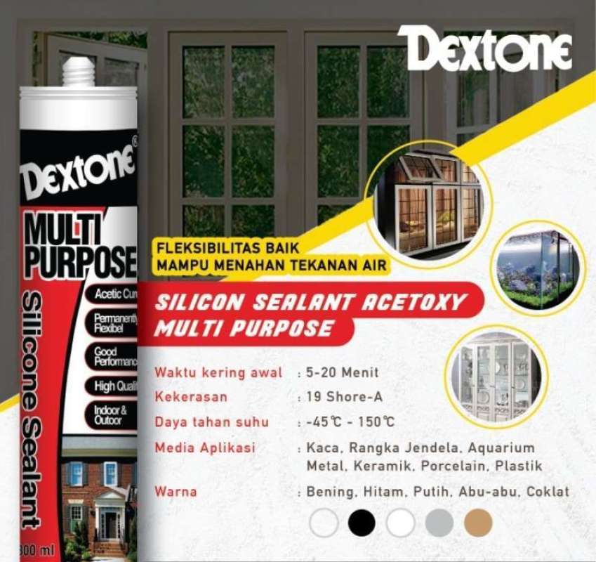 Promo Dextone Lem Kaca Silicone Sealant Tabung Asam - 300gr / Lem Sealant / Lem Kaca Diskon 29% ...