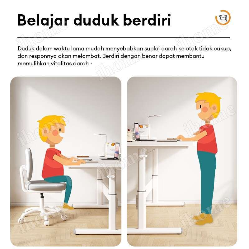 Promo Meja Belajar Tinggi Adjustable Meja Kantor Standing Desk Roda ...