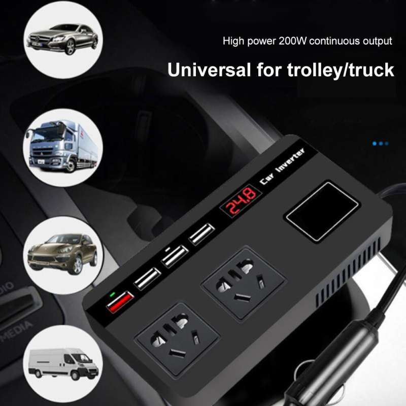 Promo 200W Power Inverter 12/24V DC to 220V AC Voltage Converter with ...