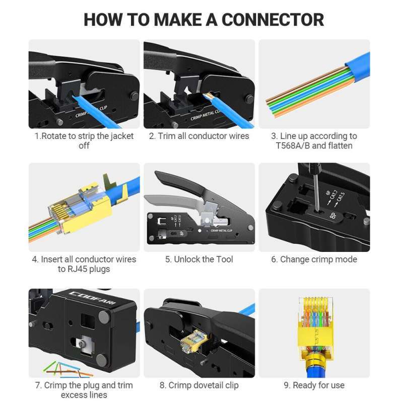 Promo Alat Pemampat RJ45 Pass Through untuk CAT7/CAT6A/CAT6/CAT5 ...