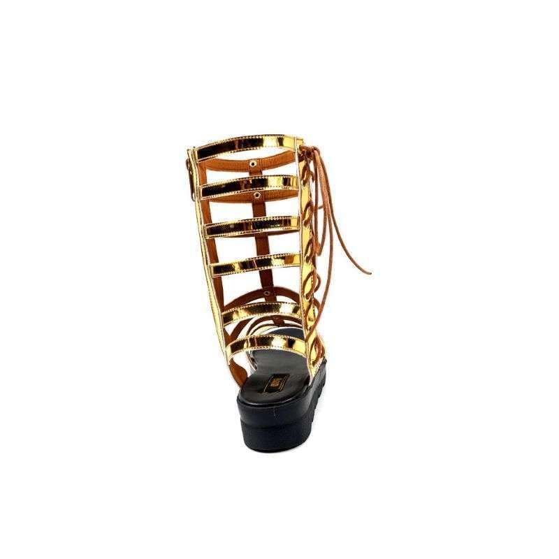 Promo Sandal Gladiator Platform Glorita Gold Premium Cow Leather - Gold ...