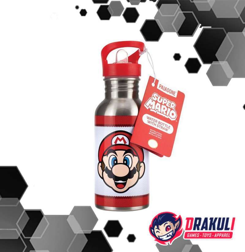 Jual Paladone Super Mario Metal Water Bottle With Straw di Seller ...