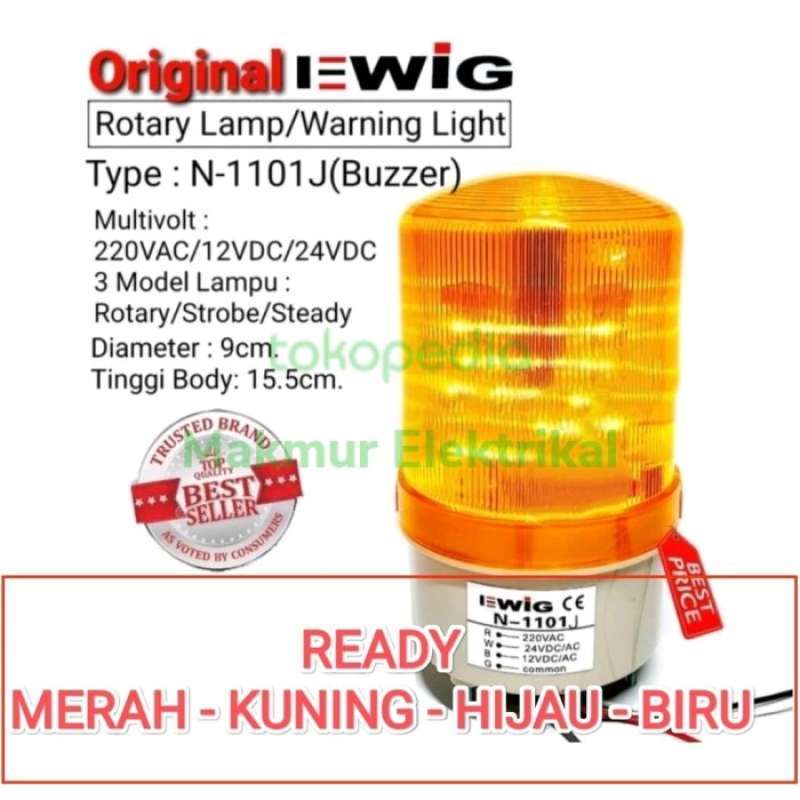 Promo LAMPU ROTARY+SIRINE EWIG N-1101A-J WARNING LIGHT + BUZZER 3,5INCH - - Kuning Diskon 50% di ...