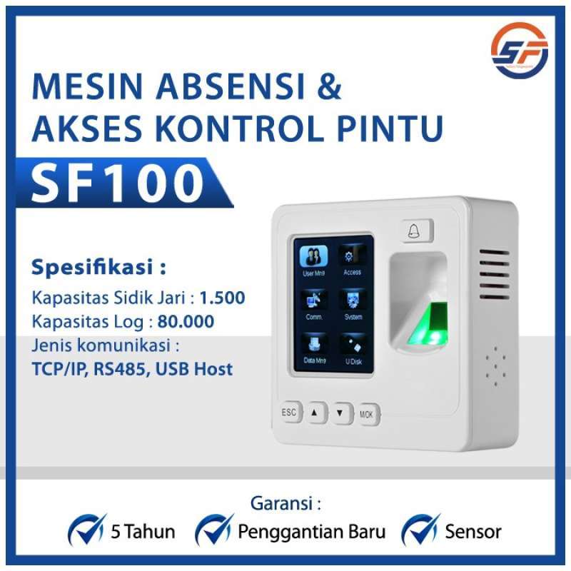 Promo MESIN ABSENSI FINGERPRINT DAN ACCESS DOOR ZKTECO SF100 - - Non RFID Diskon 50% di Seller ...