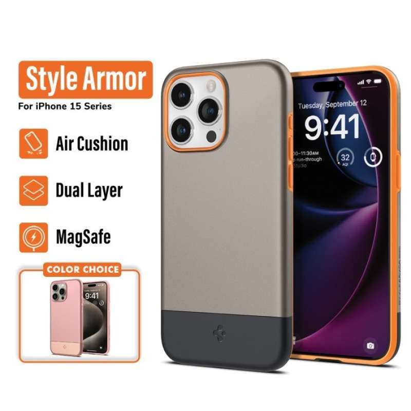 Promo Case iPhone 15 Series Spigen Style Armor MagSafe Matte Casing ...