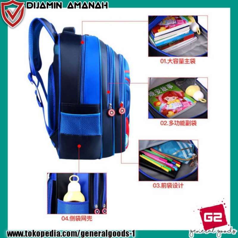 Jual Tas Anak Laki Laki Sekolah PAUD TK SD Kartun Captain America Lucu - S di Seller Retail Indo ...