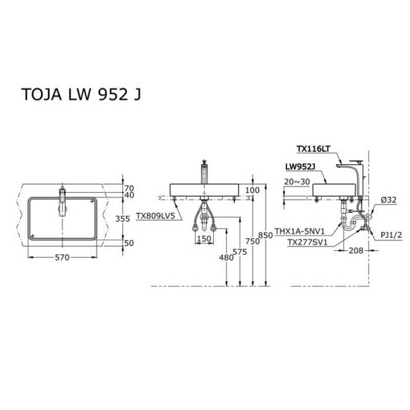 Promo WASTAFEL TOTO LW 952 J / LW952J FULL SET KRAN DINGIN TX127L / TX ...