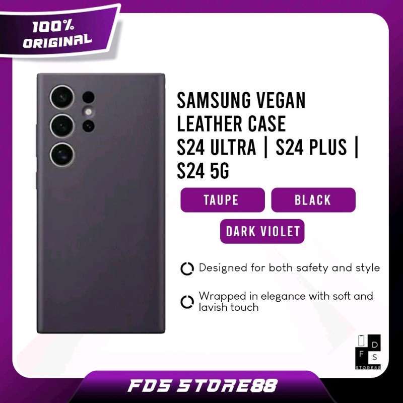 Jual Samsung Vegan Leather Case S24 Ultra S24 Plus S24+ S24 Casing Original - Black S24 Plus di ...