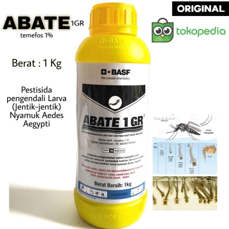 Promo ABATE 1 KG OBAT JENTIK NYAMUK DBD RACUN BUTIRAN SERBUK BOTOL 1KG ...