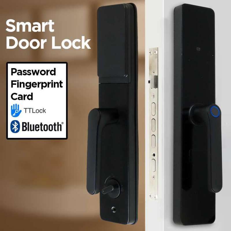 Jual Ximiir Smart Door Lock Bluetooth Password Fingerprint Card TTLock F8-TT-MF Pintu Rumah Besi ...