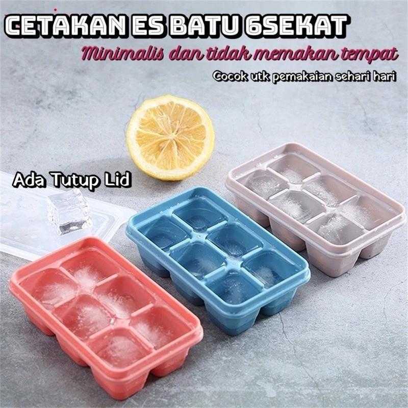 Jual ICE CUBE 6 TRAY Cetakan Es Batu Silikon Kulkas Tutup BESAR Jumbo ...