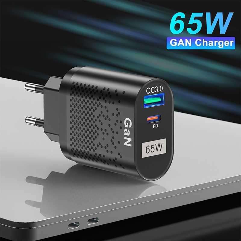Jual Wall Charger USB Fast Charging 2 Port PD QC 3.0 GaN 65W BK375 Ac ...