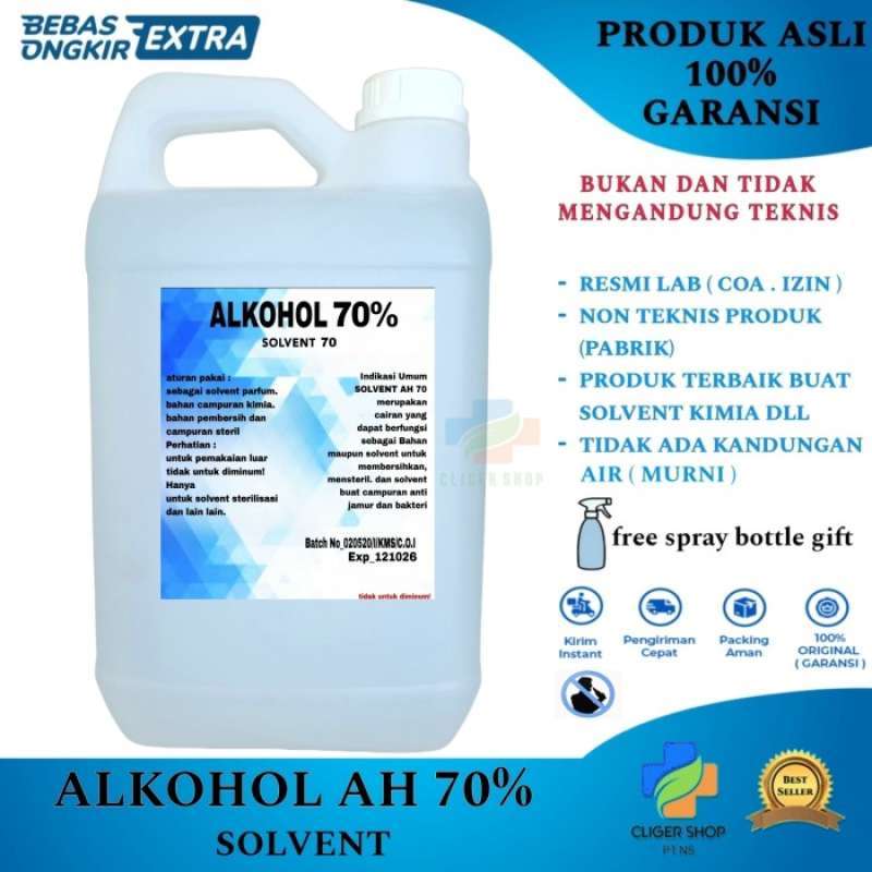 Promo ALKOHOL 70% ETHANOL 5 LITER RESMI BPOM Diskon 23% di Seller Tummy Store - Meruya Selatan ...