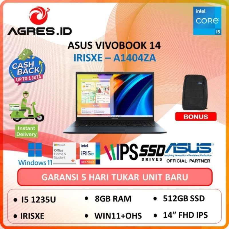 Jual Asus Vivobook 14 A1404ZA i5 1235U 8GB 512GB W11+OHS 14 FHD IPS ...