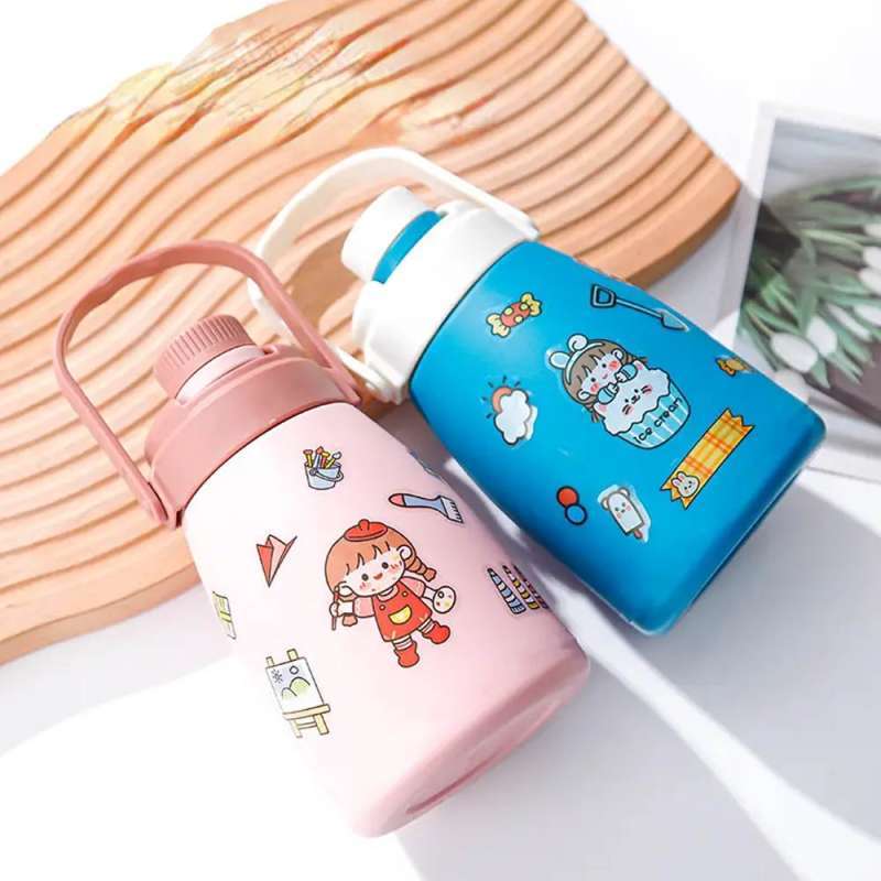Jual Botol Minum Kaca Sticker Anak-anak Tumbler Beling Dengan Pegangan ...