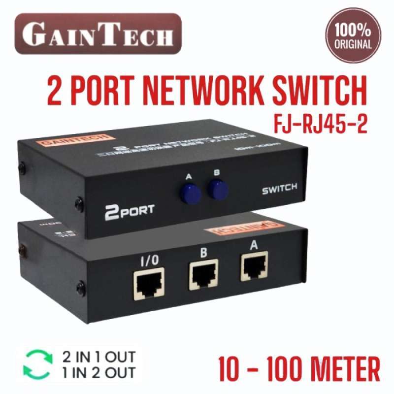 Promo Gaintech Manual Switch HUB LAN RJ45 2 port FJ-RJ45-2 Diskon 9% di ...